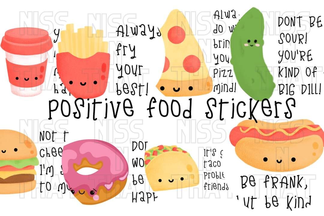 2.5 Vinyl Custom Stickers Happy Food Puns With Positive - Etsy