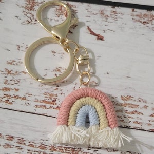 Boho Rainbow Macrame Keychain With Clip - Etsy