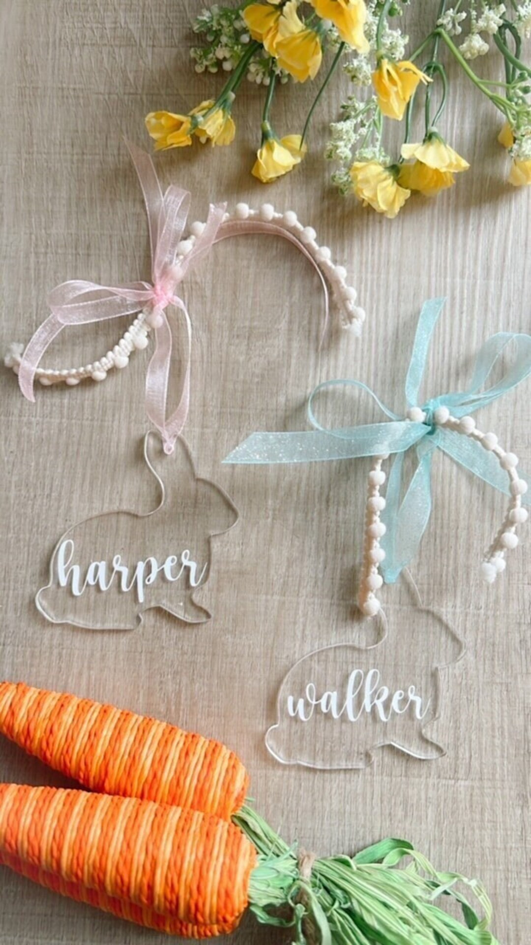 Personalized Name Easter Gift Basket Tag, Acrylic Gift Tag, Gift Wrap ...