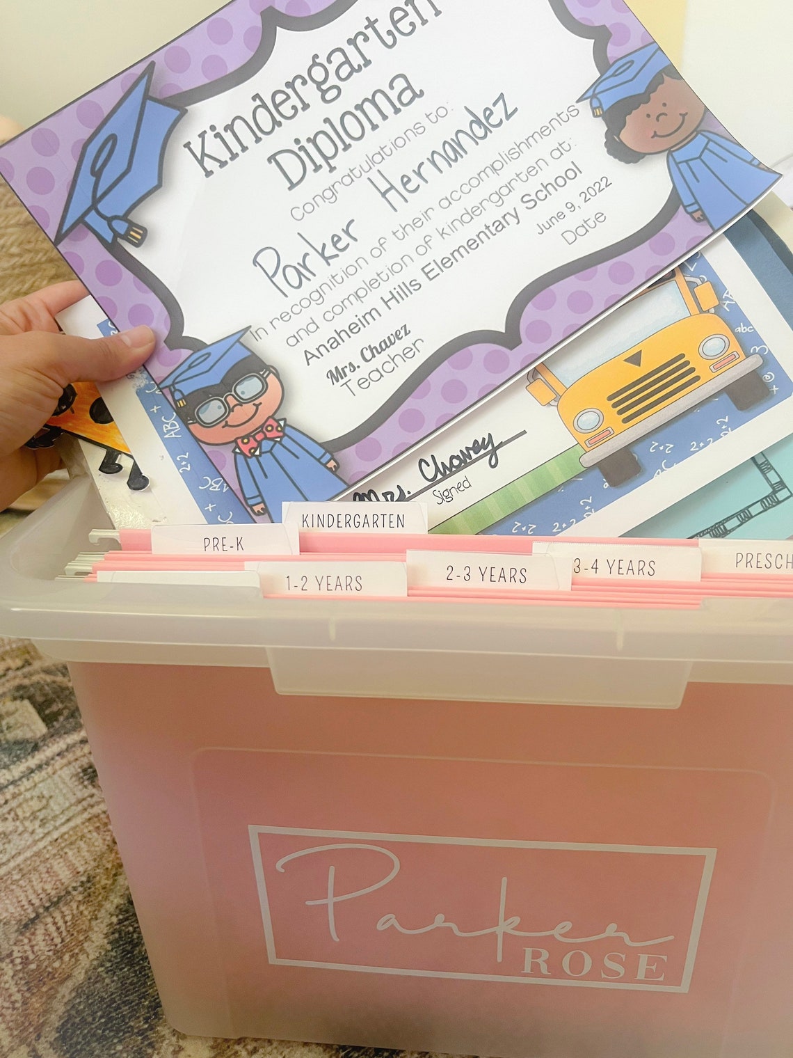 FULLY ASSEMBLED - Kids File Box , Milestone Tote , Memory Box ...