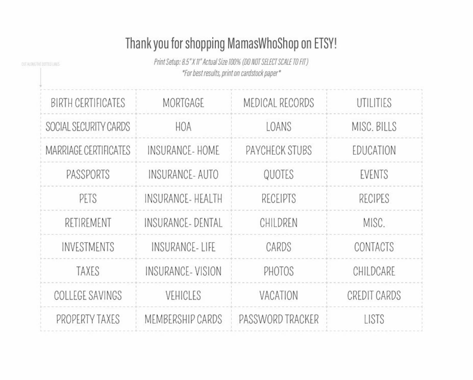 Printable Family Tote Labels Family File Folder Labels - Etsy