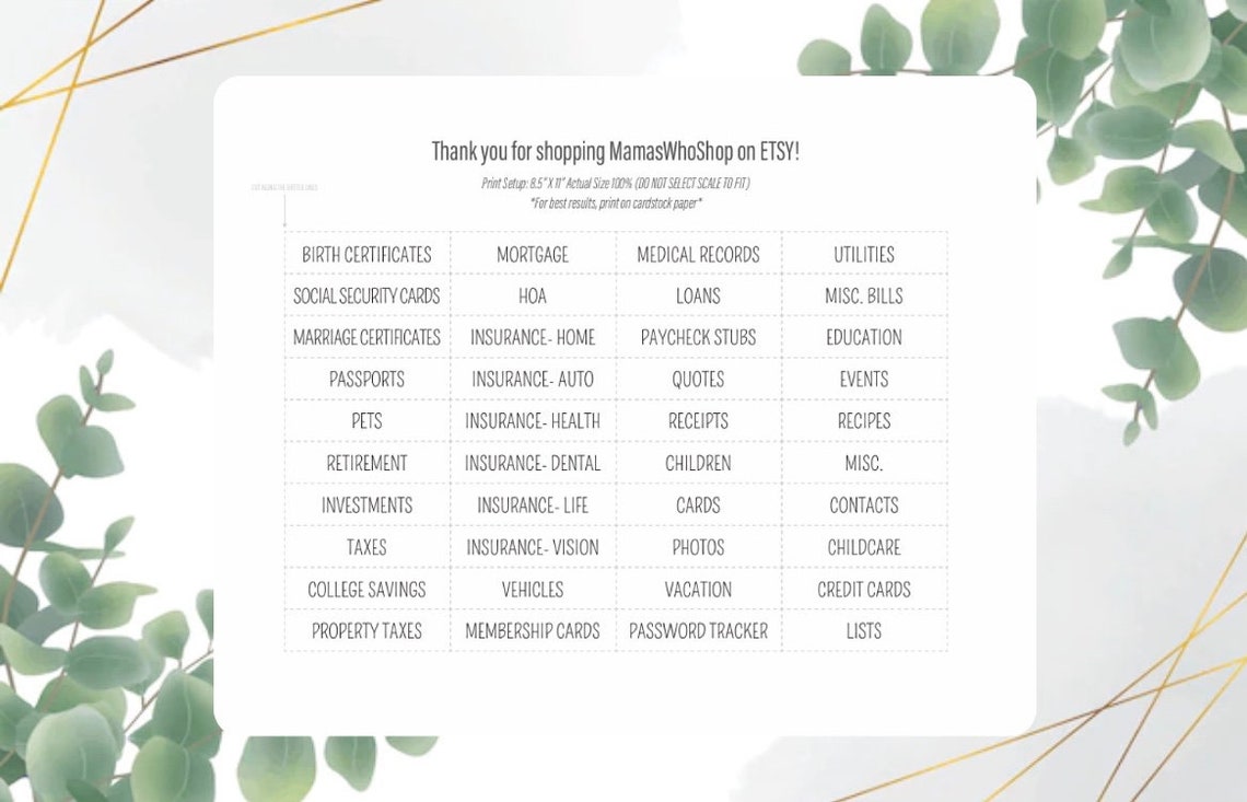 Printable Family Tote Labels- Family File Folder Labels - Family DIY ...