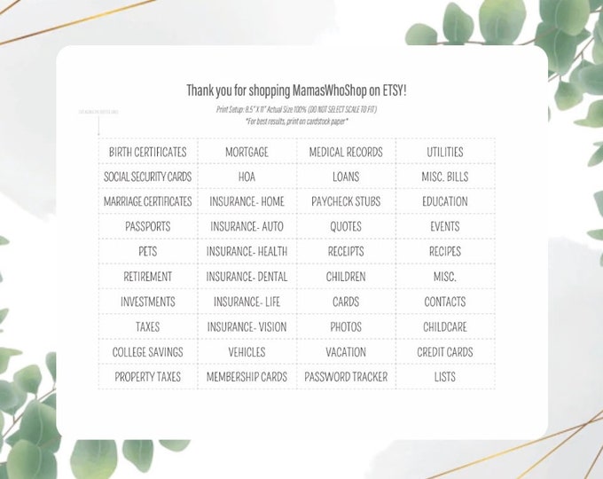 Printable Family Tote Labels Family File Folder Labels - Etsy