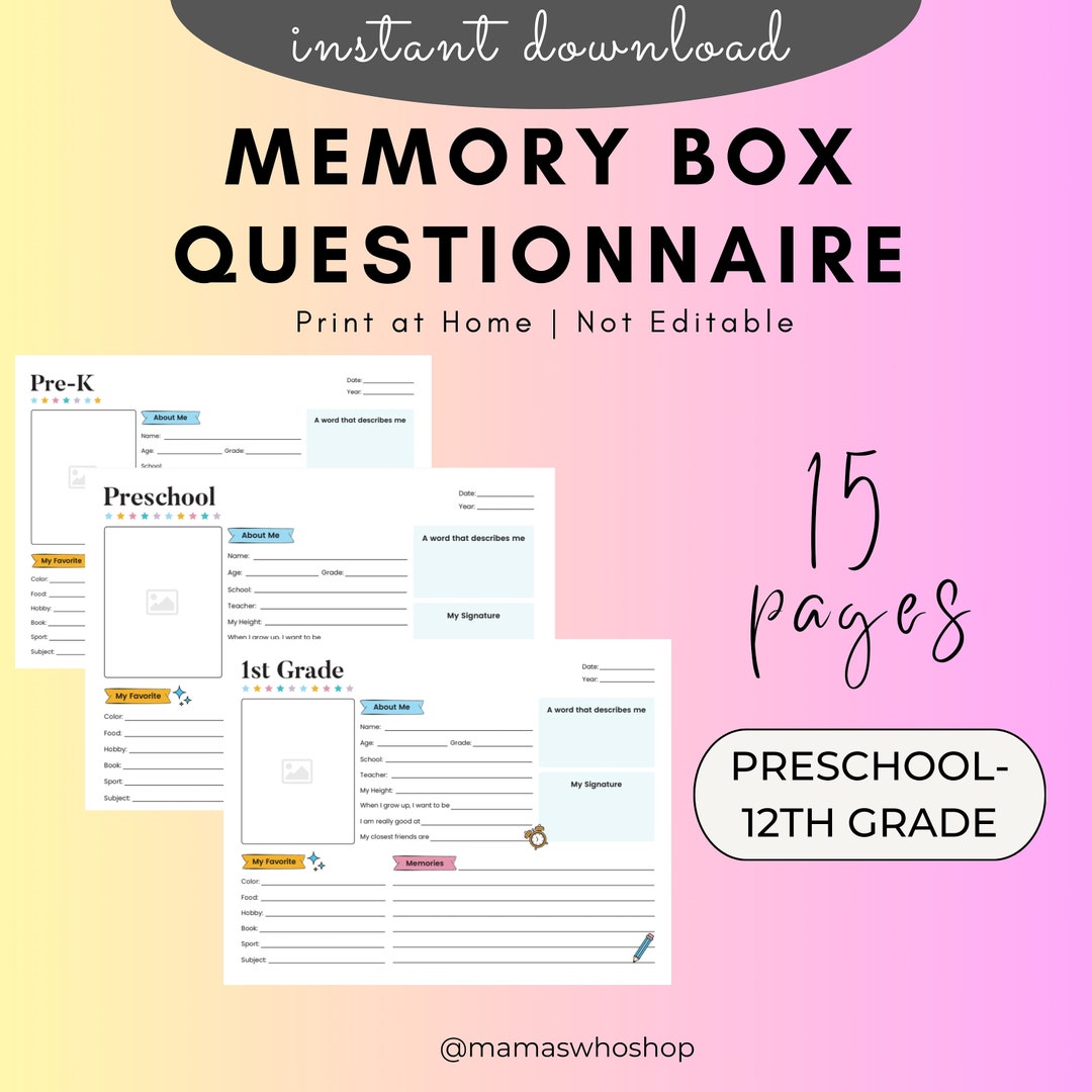 Milestone Box Questionnaire- Digital Download - Etsy