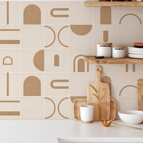 Boho Lines Beige Tile Decals Self-adhesive Wall & Floor Tile - Etsy