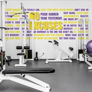 No Excuses - Motivational Wall Decal, Gym Sticker, Home Gym Design ...