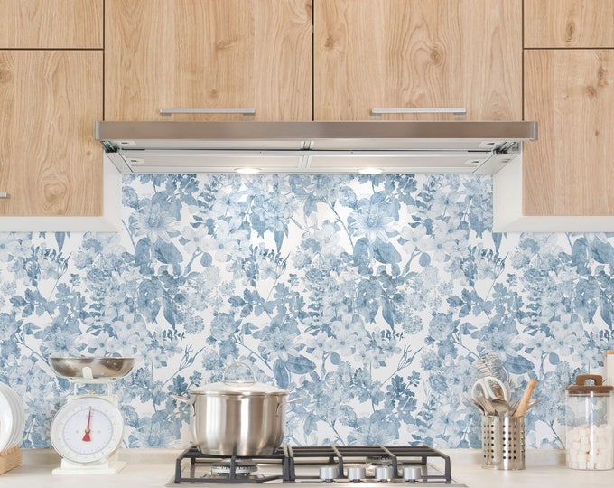 Blue Tile Wallpaper Peel and Stick, Kitchen Wallpaper, Bathroom ...