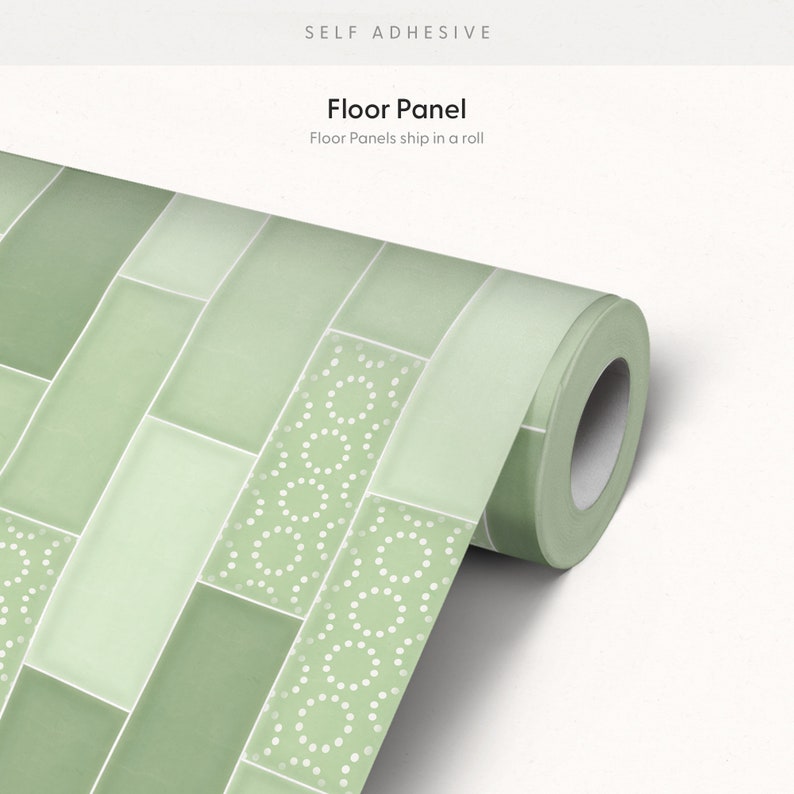 Metro Sage Green Floor Tile Sticker Panel, Peel and Stick Decal, Vinyl ...