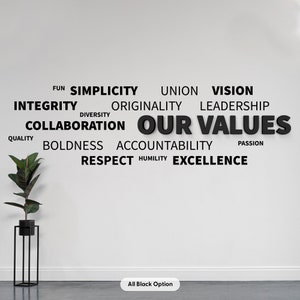 Our Values 3D Office Decor, Office, Wall, Art, Decor, 3D, PVC ...
