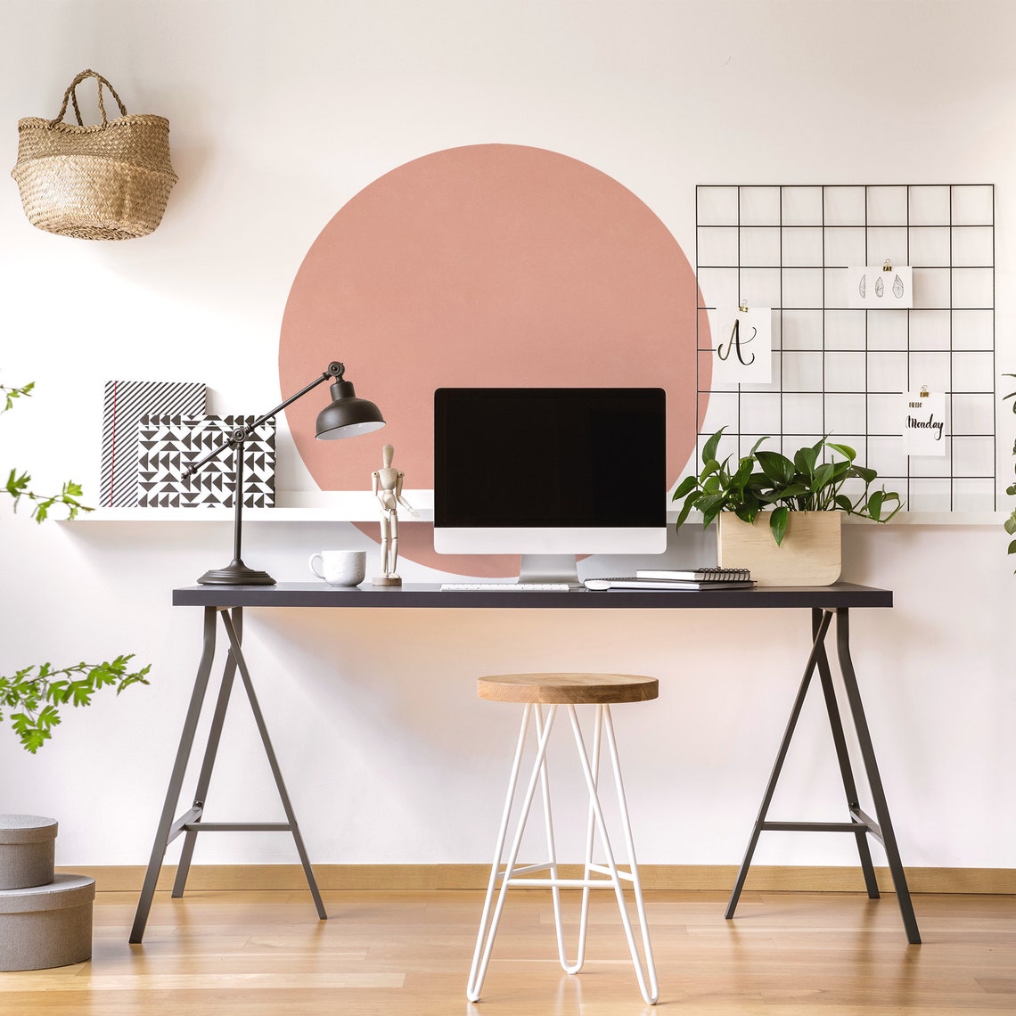 Solid Boho Circle Wall Decal Color Circle Wall Sticker Color - Etsy