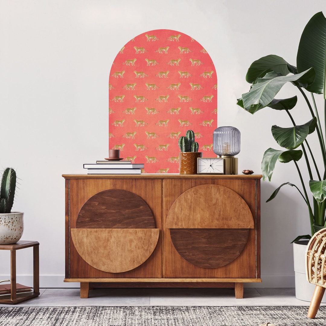 Pink Boho Leopard Arch Wall Decal Removable Peel and Stick Wallpaper ...