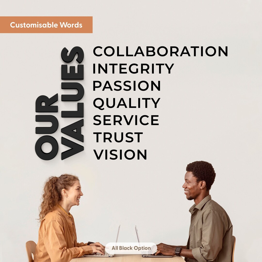 Our Values Customisable 3D Office Decor, 3D, Office Wall Art ...