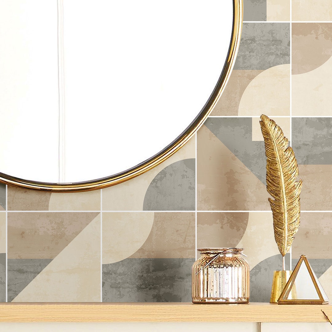Geometric Sand Tile Decals - Self-adhesive Wall & Floor Tile Stickers ...