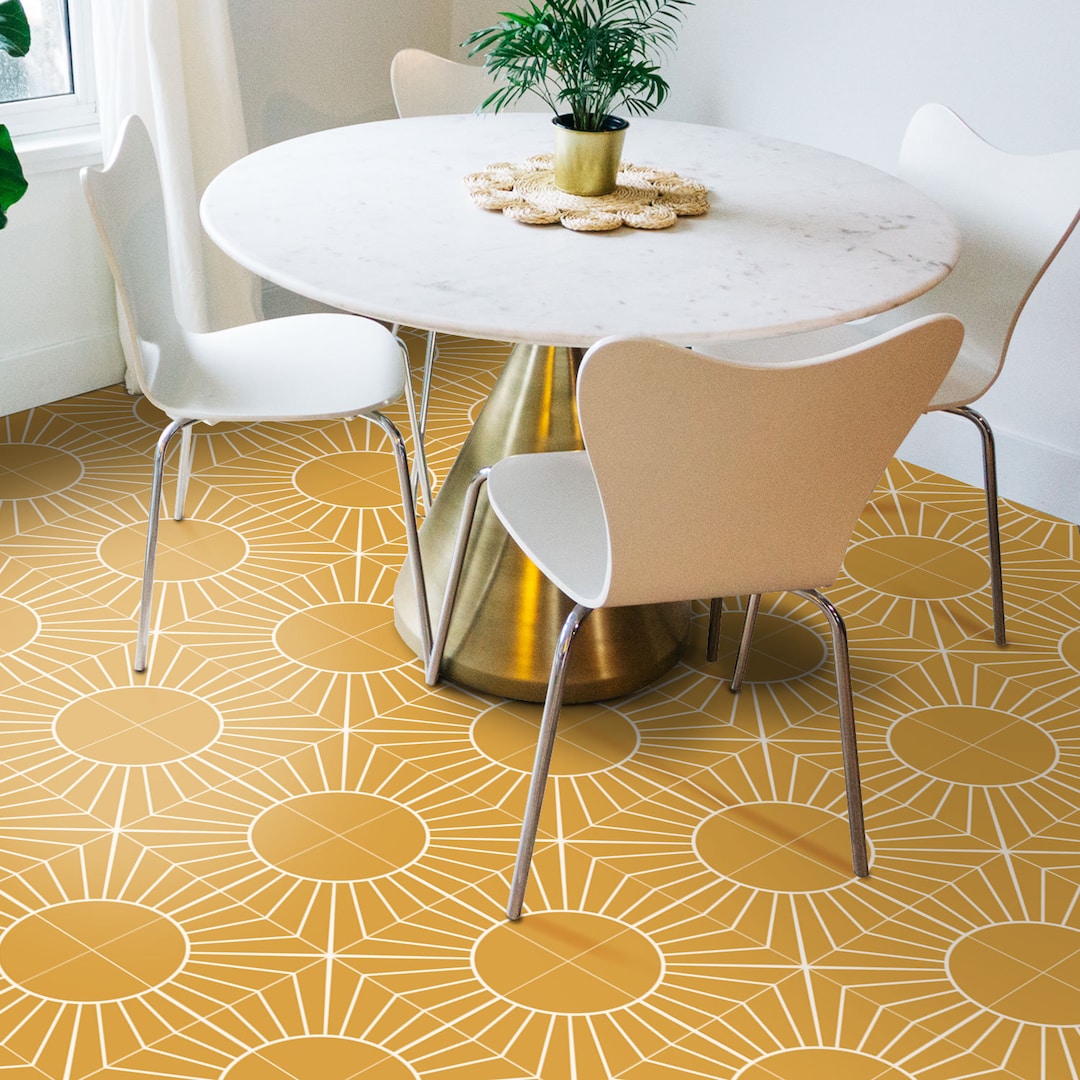 Sun Tile Floor Tile Sticker Panel, Peel and Stick Decal, Vinyl Floor ...