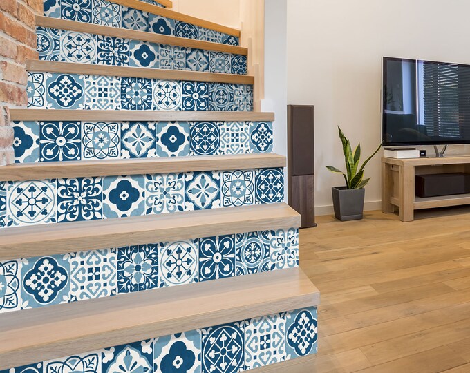 Moroccan Tile Pattern,stair Riser Stickers,peel and Stick Stair Riser ...