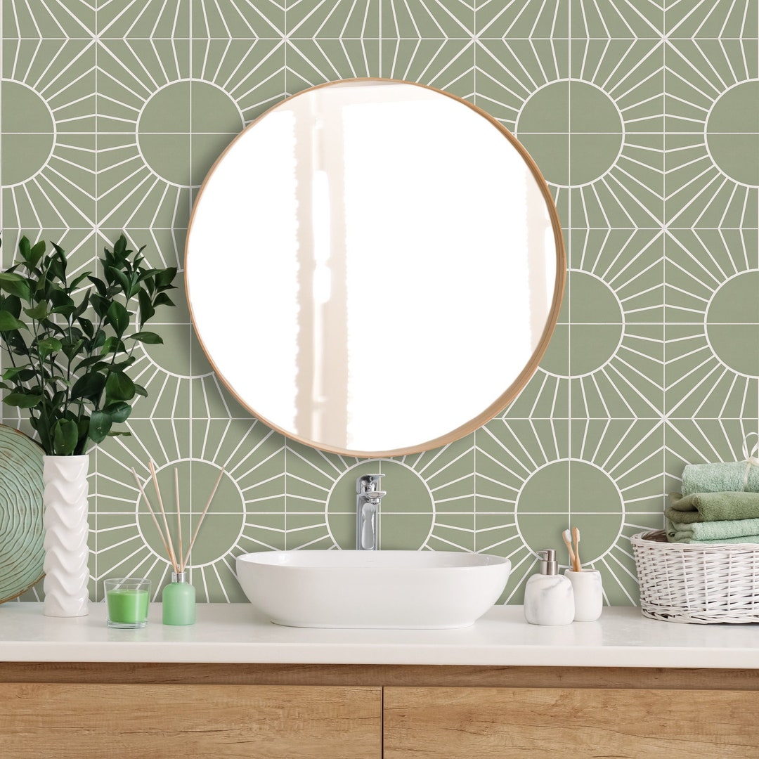 Sun Tile Olive Backsplash Peel and Stick in Roll - Wall Decor ...