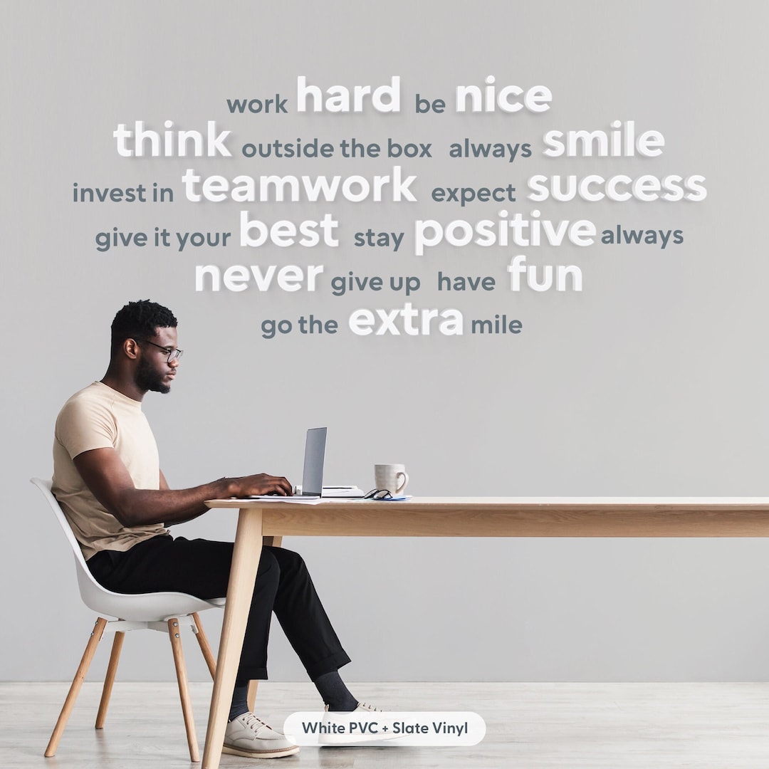 Office Motivation Word Cloud 3D Office Decor, 3D, Office Wall Art ...