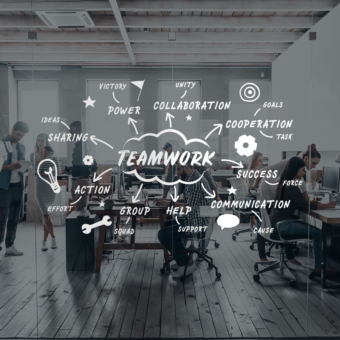 Teamwork Diagram Office Wall Decal Teamwork Decal Office - Etsy Canada