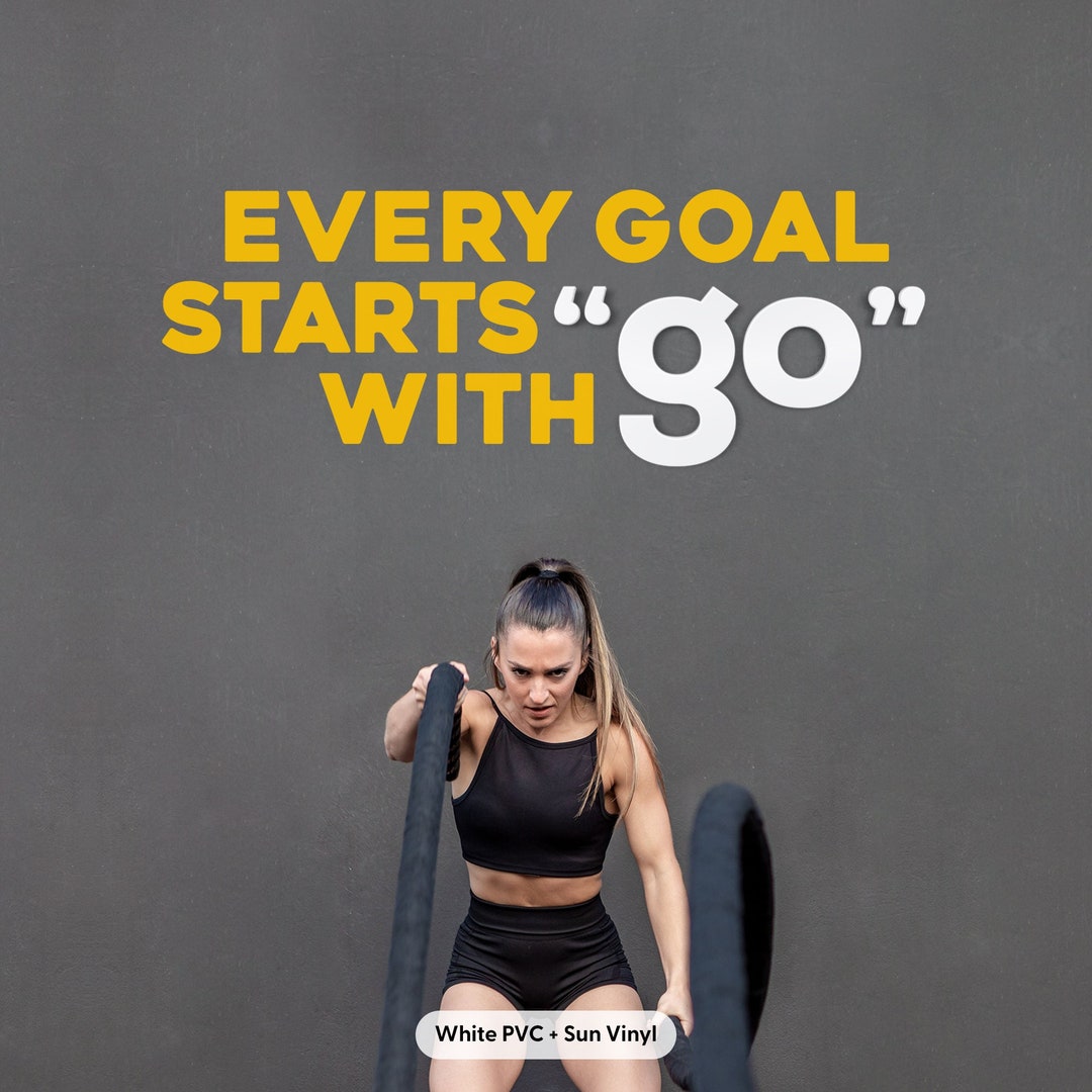 Go Goal Gym 3D Wall Decal, 3D Gym Decor, Large Fitness Sign, Gym Wall ...