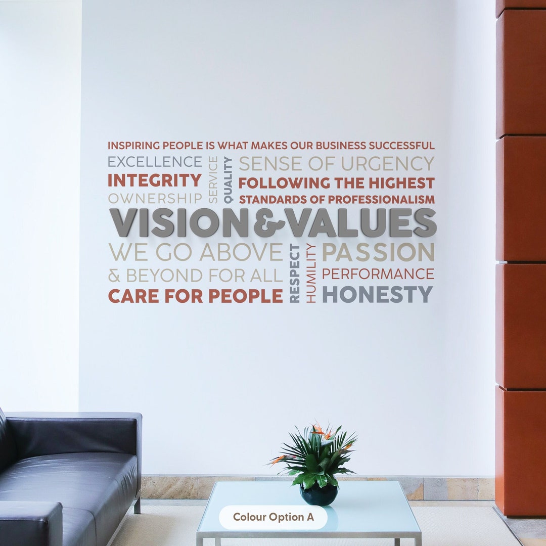 Vision & Values 3D Office Decor, 3D, Office Wall Art, Typography Decor ...