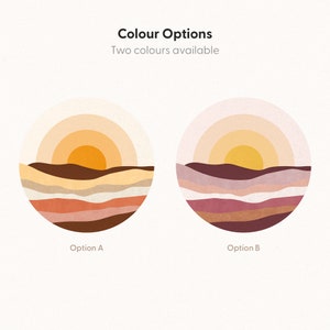 Mountain Sunset Boho Wall Decal. Self Adhesive, Peel and Stick Eco ...