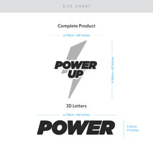 Power Up, 3D Gym Decal, Large Fitness Sign, Gym Wall Art Decor, Gym ...