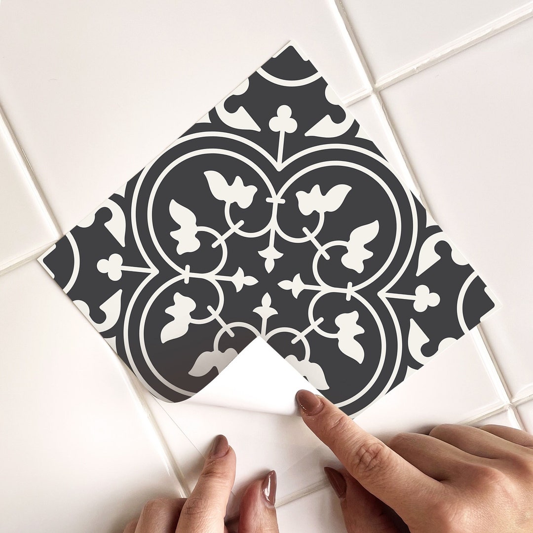 Moroccan Dark Grey Tile Decals - Self-adhesive Wall & Floor Tile ...
