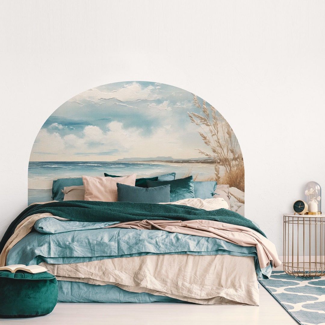 Coastal Landscape Headboard Sticker, Bed Arch Sticker, Headboard Wall ...