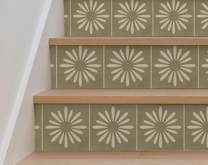 Earthy Botanics Pattern,stair Riser Stickers,peel and Stick Stair Riser ...