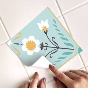 Classic Floral Blue Tile Decals - Self-adhesive Wall & Floor Tile ...