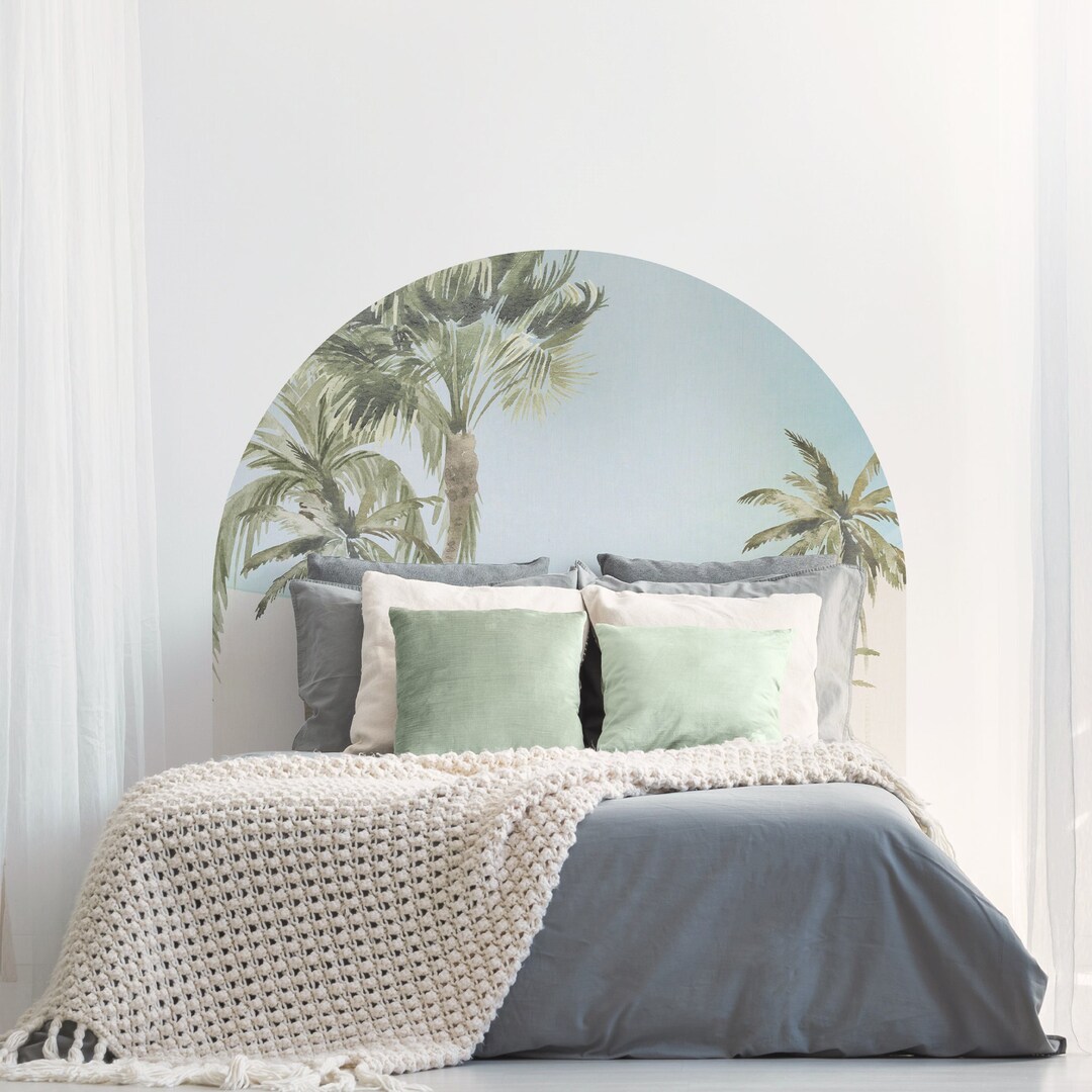 Beach Palms Headboard Sticker, Bed Arch Sticker, Headboard Wall Decal ...