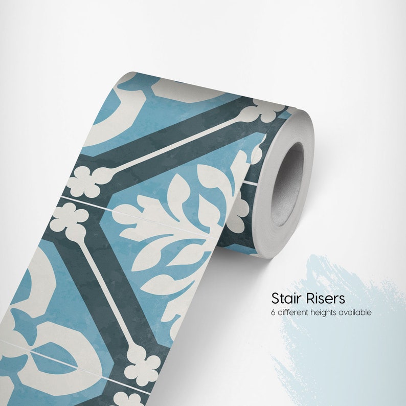 Tangier Blue Stair Riser Stickers Pack of 6 Removable Stair | Etsy