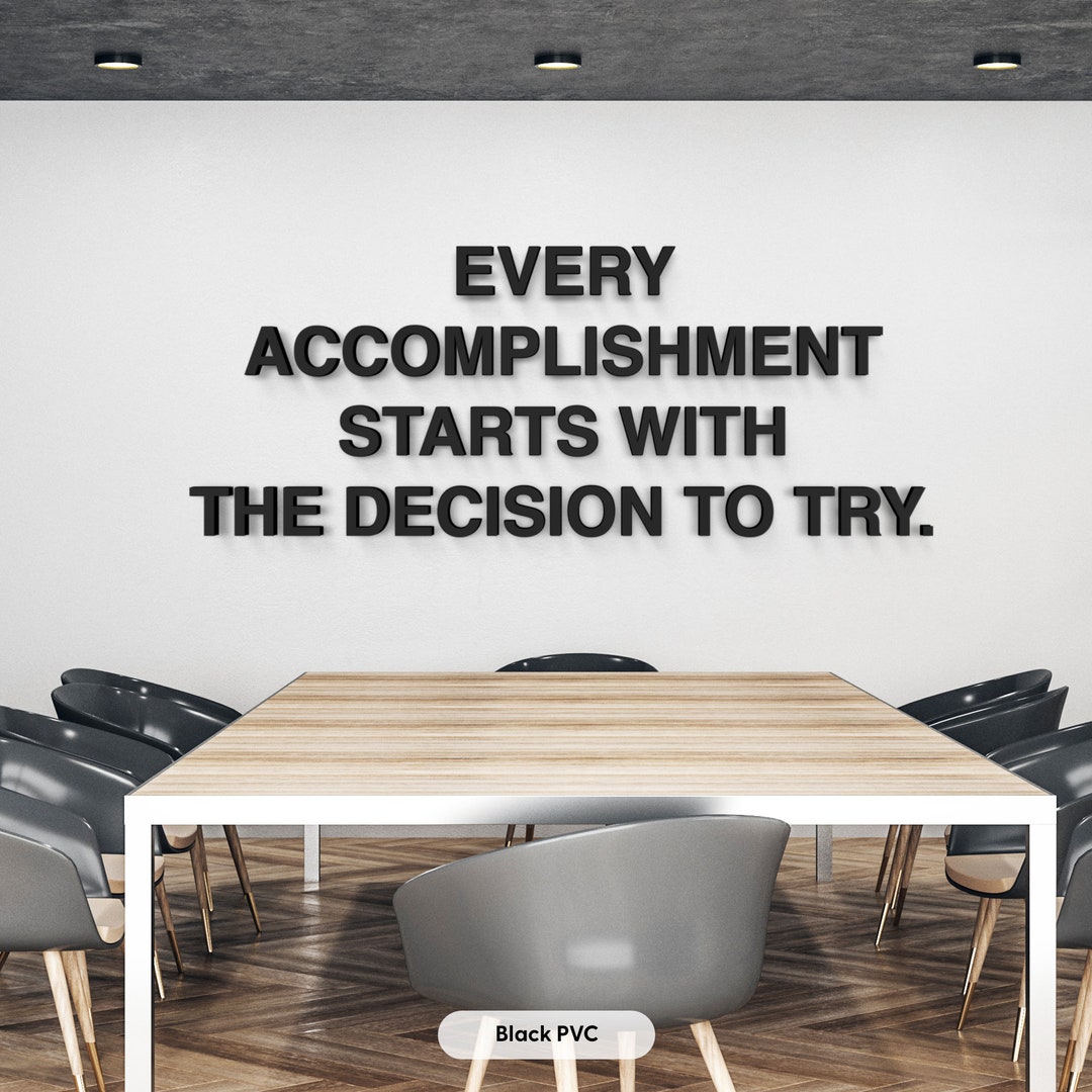 Every Accomplishment, 3D Letters, Office Quote, Motivational Quote ...