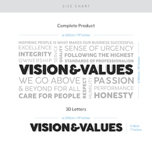 Vision & Values 3D Office Decor, 3D, Office Wall Art, Typography Decor ...