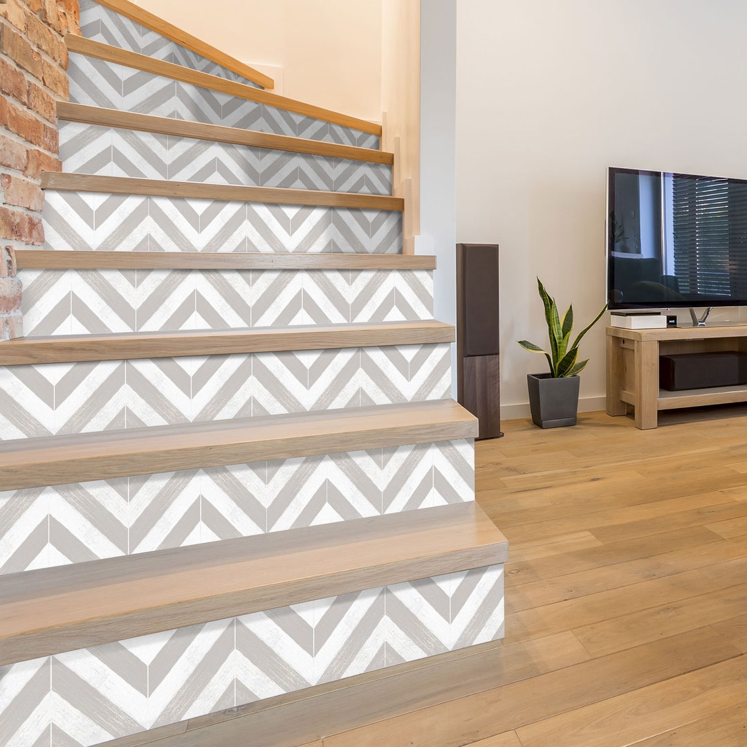 Hardwood Grey Stair Riser Stickers - Pack of 6 Removable Stair Riser ...
