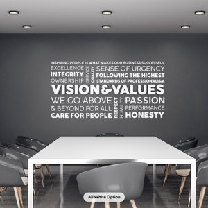 Vision & Values 3D Office Decor, 3D, Office Wall Art, Typography Decor ...