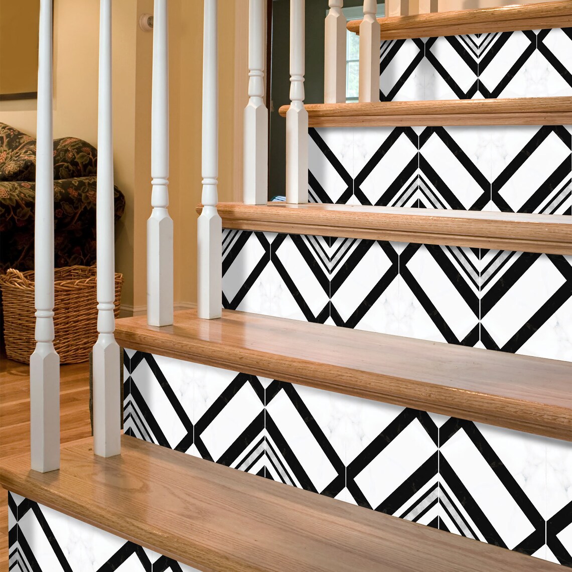 Studio Black Stair Riser Stickers - Pack of 6 Removable Stair Riser ...