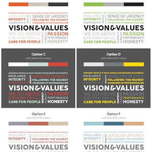 Vision & Values 3D Office Decor, 3D, Office Wall Art, Typography Decor ...