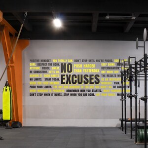 No Excuses - Motivational Wall Decal, Gym Sticker, Home Gym Design ...