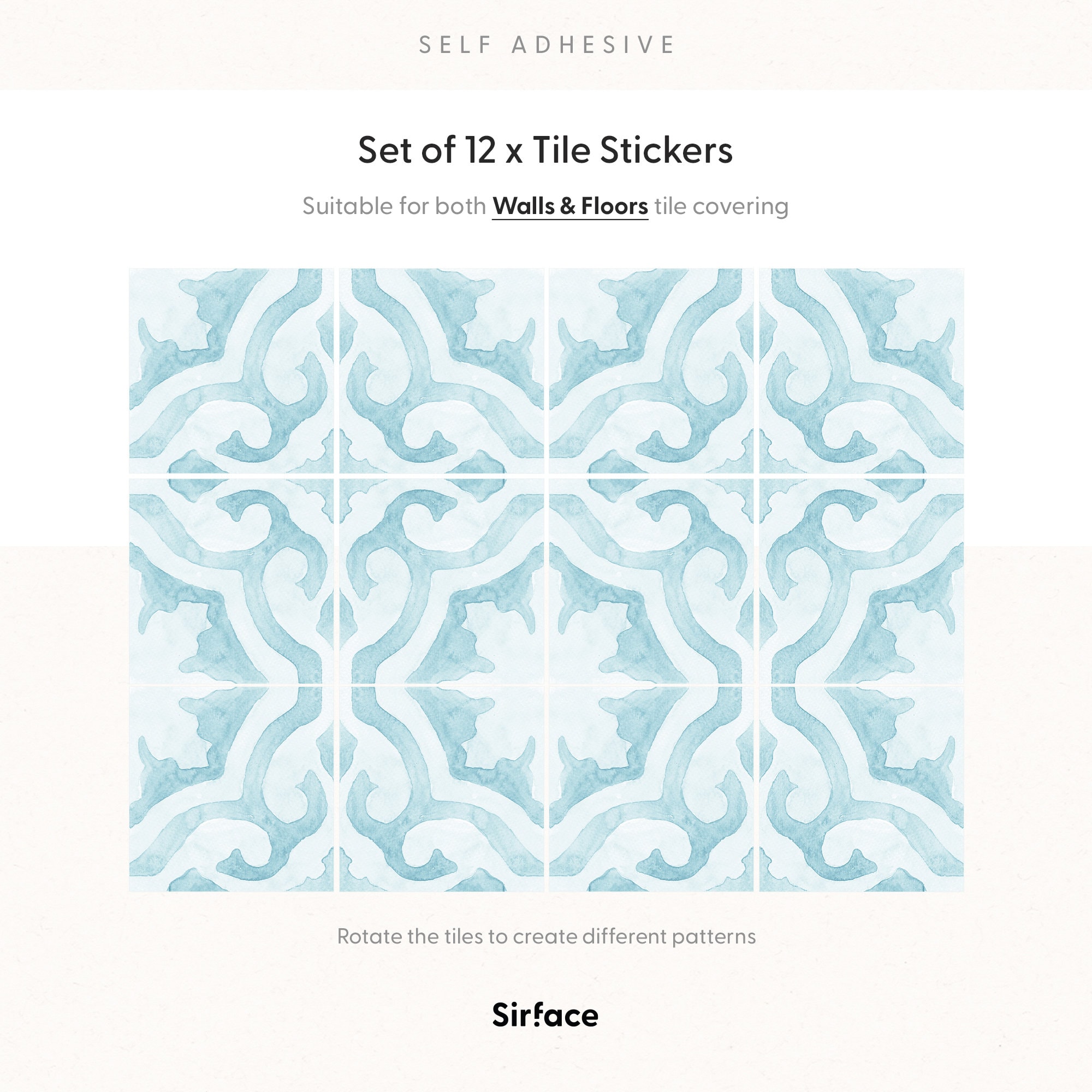 Casablanca Aqua Tile Decals - Moroccan Tile Stickers Collection - Self ...