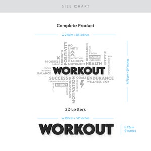 Workout 3D Word Cloud - Gym Wall Decal - Workout Stickers - Fitness ...