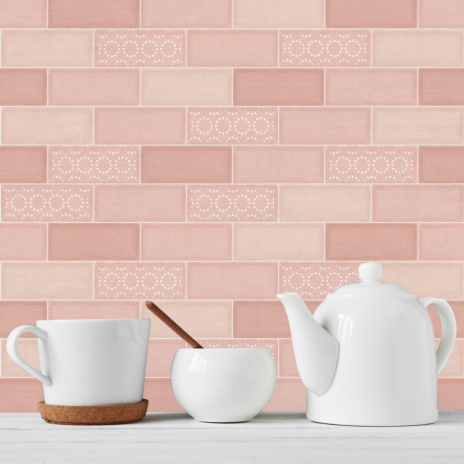 Metro Pale Pink Tiles Backsplash Peel and Stick in Roll Wall | Etsy
