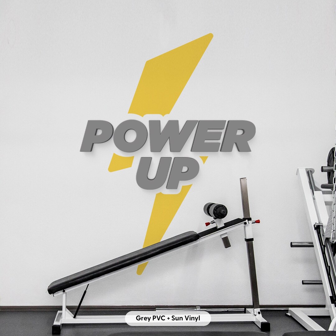 Power Up, 3D Gym Decal, Large Fitness Sign, Gym Wall Art Decor, Gym ...
