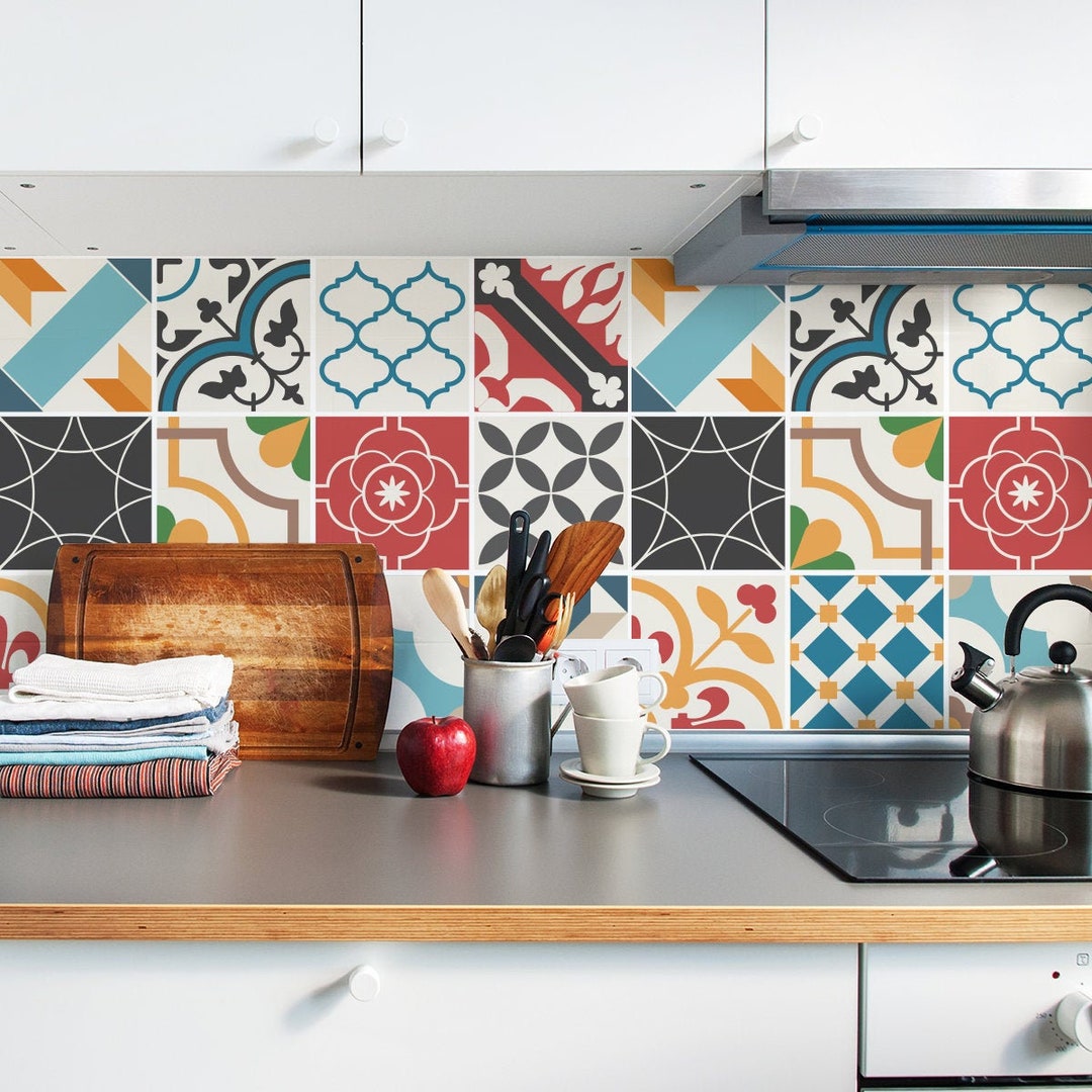 Spanish Mediterranean Tile Decals - Self-adhesive Wall & Floor Tile ...