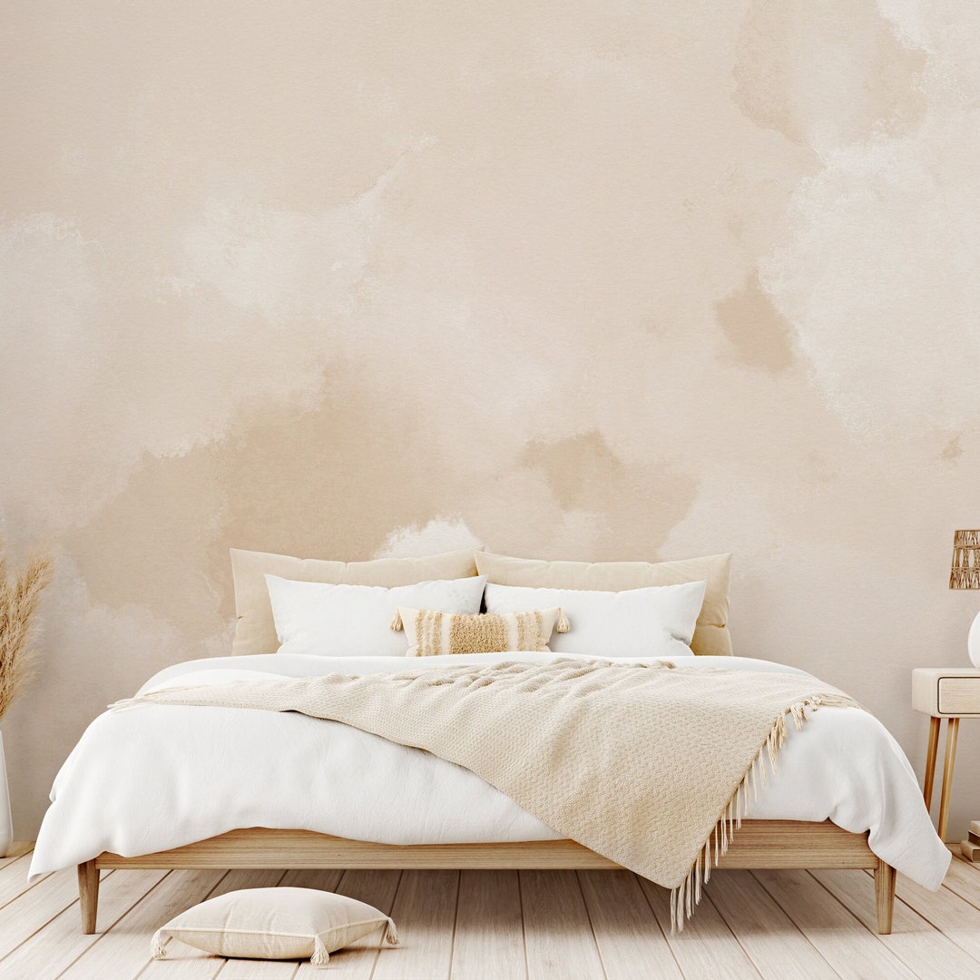 Neutral Clouds Wall Mural, Traditional Wallpaper, Powder Room Wall ...