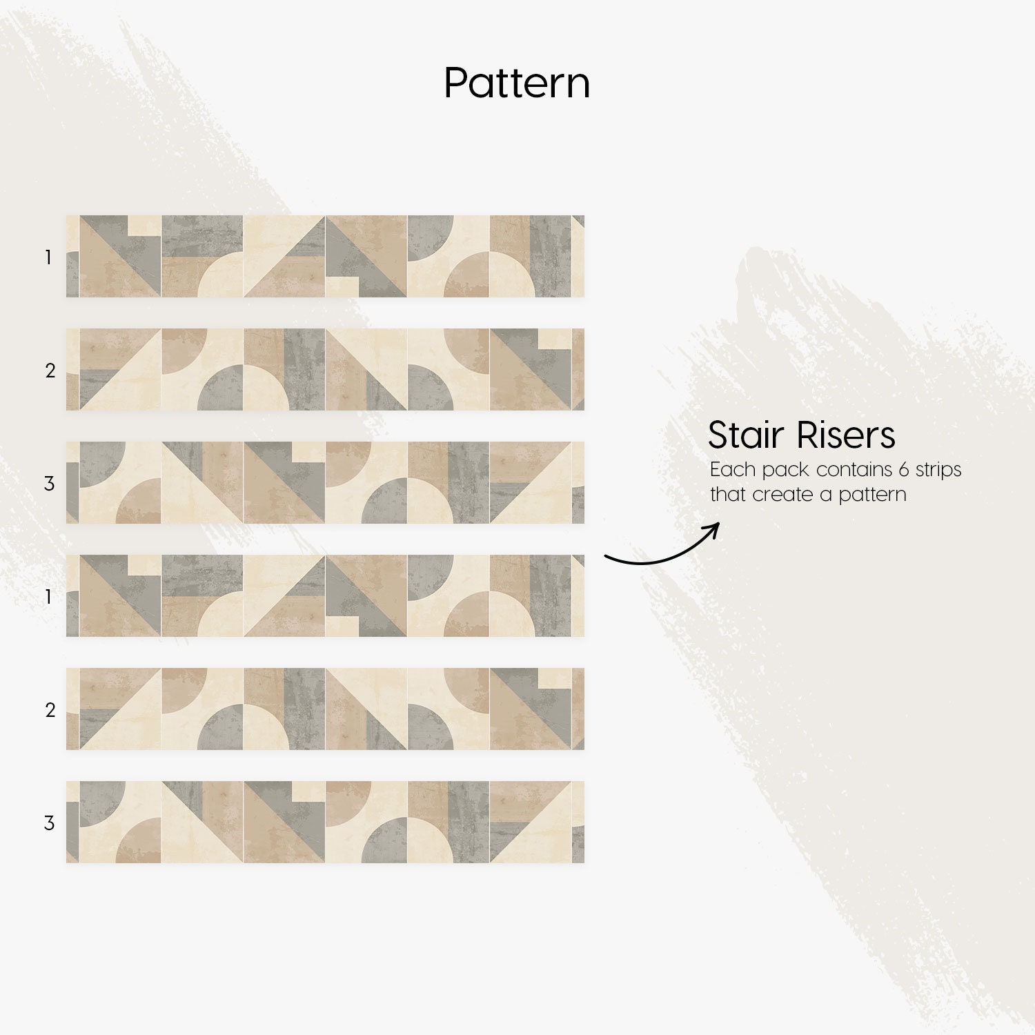 Geometric Sand Stair Riser Stickers Pack of 6 Removable | Etsy