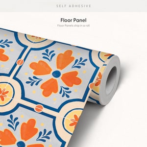 Gardenia Orange Floor Tile Sticker Panel, Peel and Stick Decal, Vinyl ...