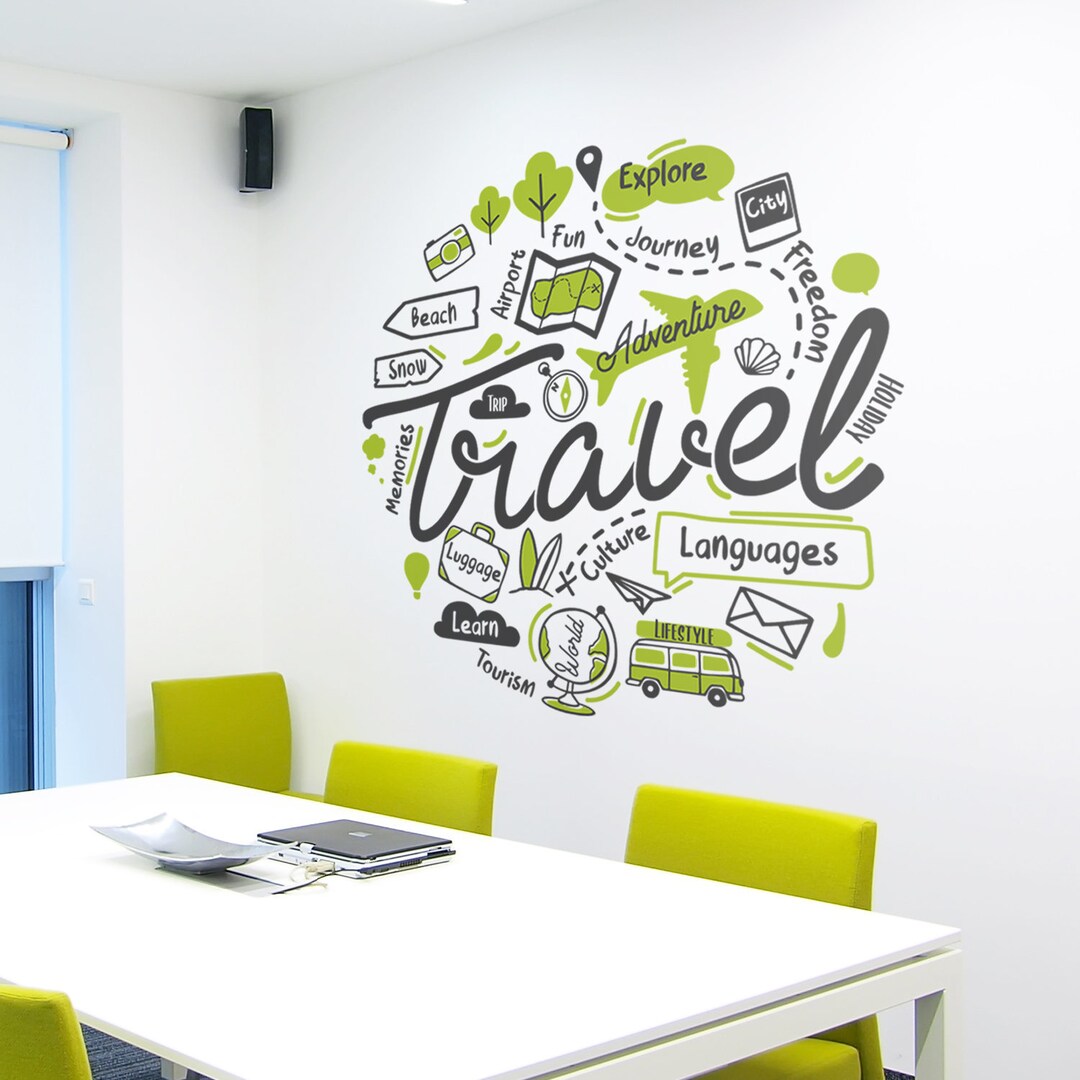 Travel Word Cloud Wall Decal Travel Wall Quote Travel Love - Etsy