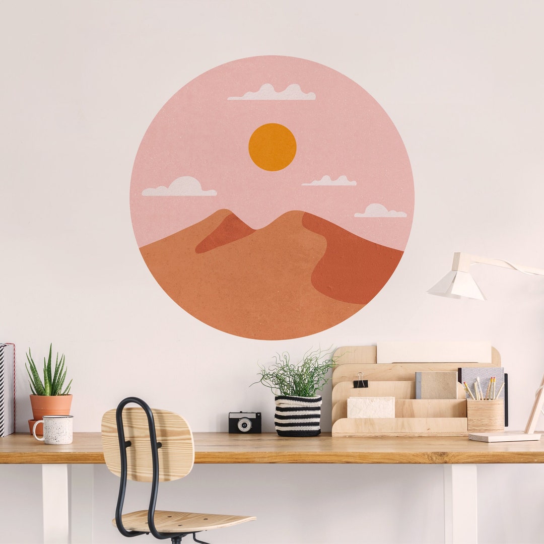 Sunrise Mountain Boho Wall Decal, Removable Wall Decal, Wall Sticker ...
