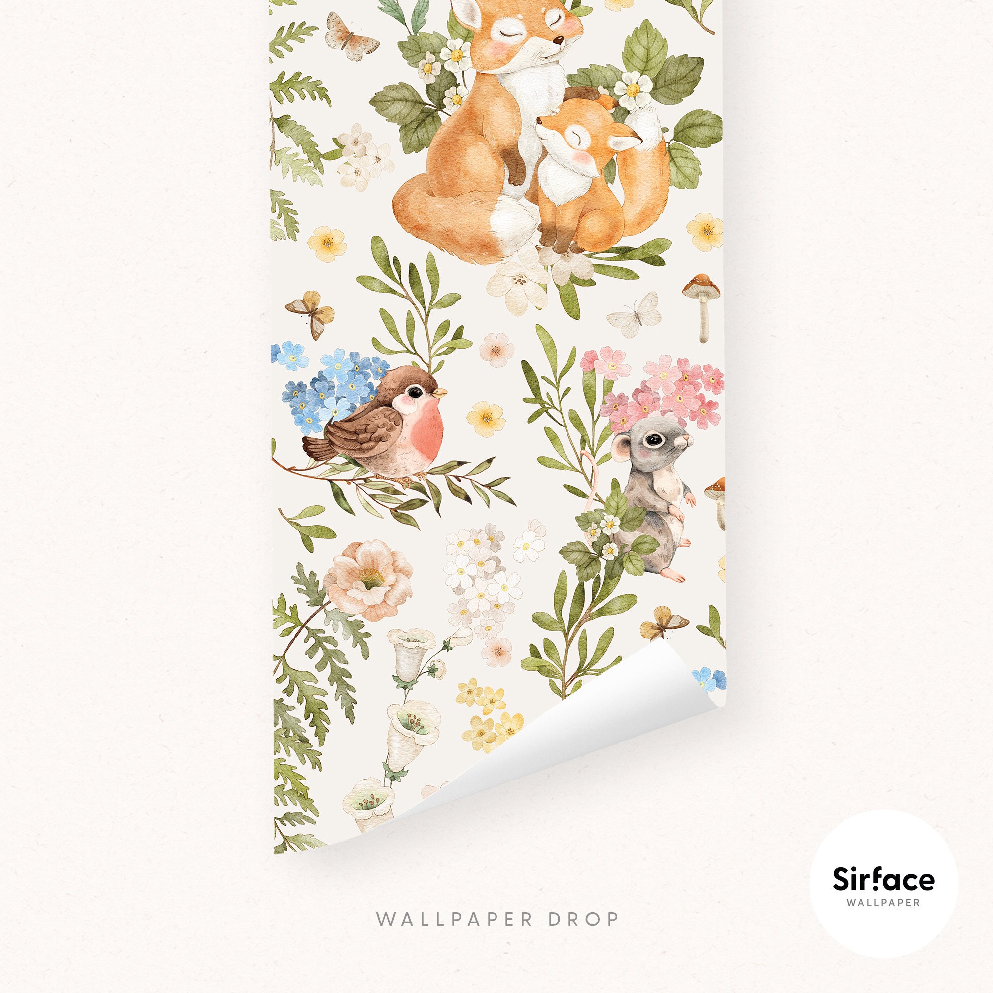 Forest Fox Light Removable Wallpaper, Traditional Wall Paper, Woodland ...